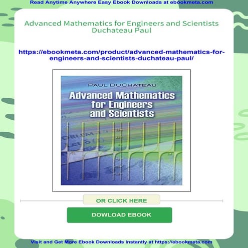 Advanced Mathematics for Engineers and Scientists Duchateau Paul | PDF