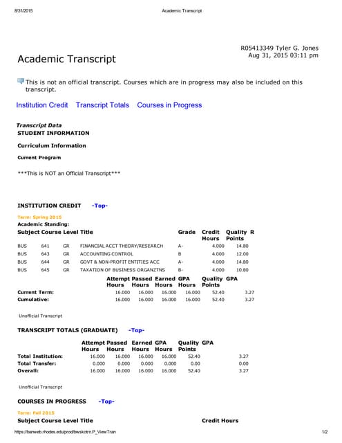 DMACC Unofficial Transcipt | PDF | Educational Assessment | Education