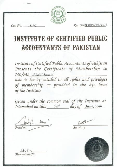 CA INTER PASS CERTIFICATE | PDF