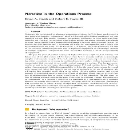 Narrative in the Operations Process Published | PDF