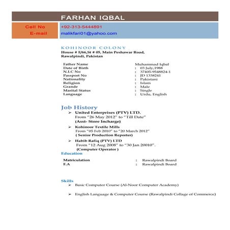 Farhan Cv | PDF