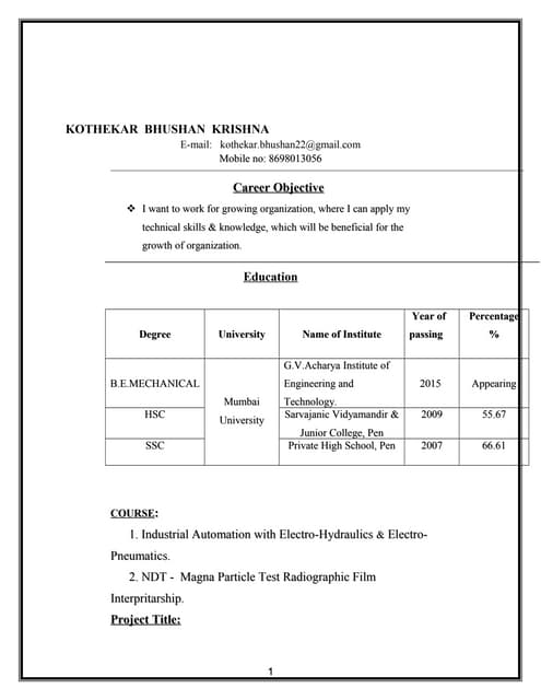 Resume sample 2 | DOC