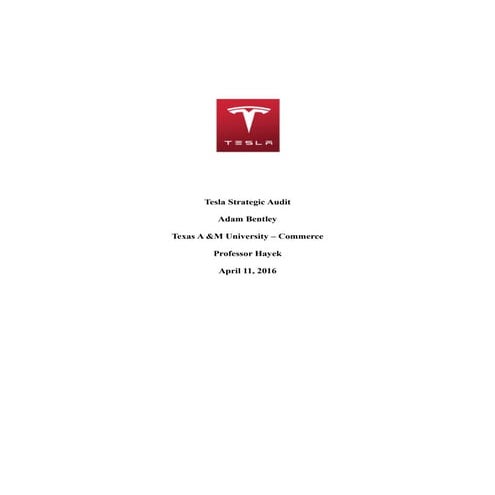 Strategic Audit-Tesla (Final-Bentley) | PDF