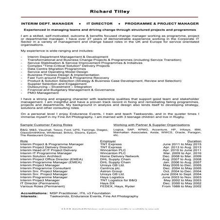 Richard Tilley Summary CV May 2015 | PDF