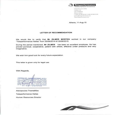 Letter of Recommendation Teleperformance | PDF