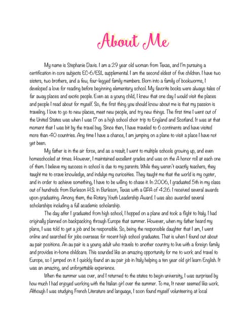 About me | PDF | Education