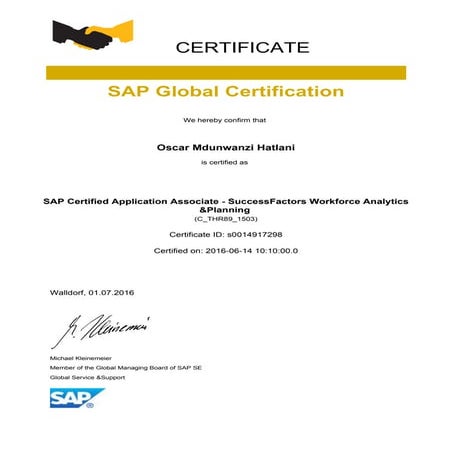SAP Certified Application Associate - SuccessFactors Workforce ...