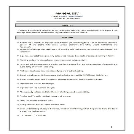 Resume | DOC | Operating Systems | Computer Software and Applications