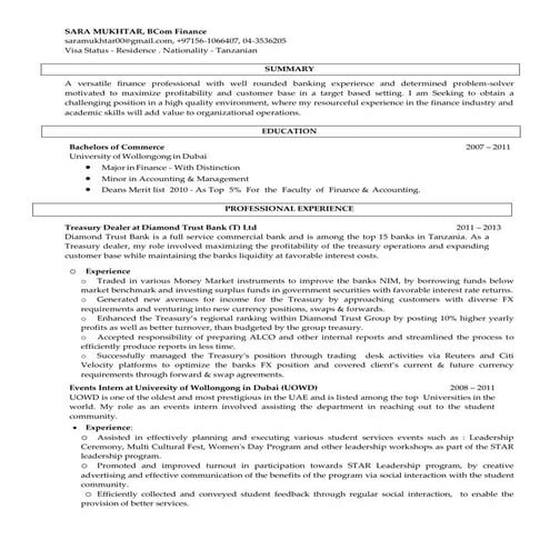 SARA MUKHTAR Resume | PDF