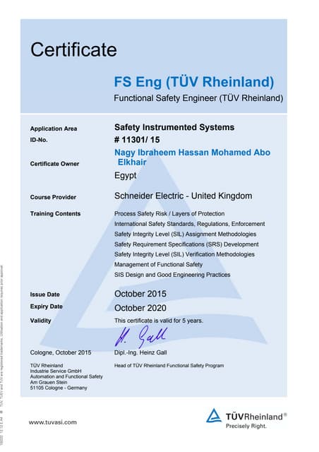 TUV FS Engineer Certificate | PDF