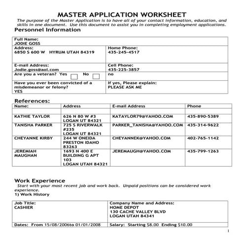 Master Application Template III | PDF