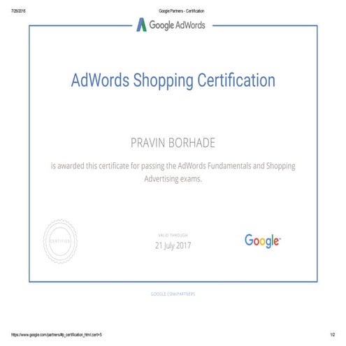 Shopping Certification | PPT