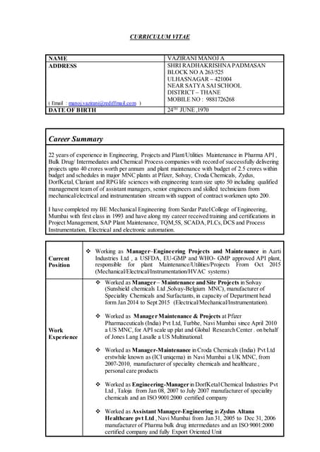 Water Treatment Resume | DOC