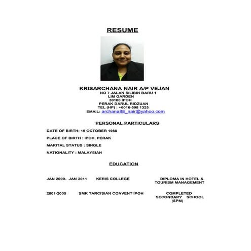 RESUME@ARCHANA | PDF