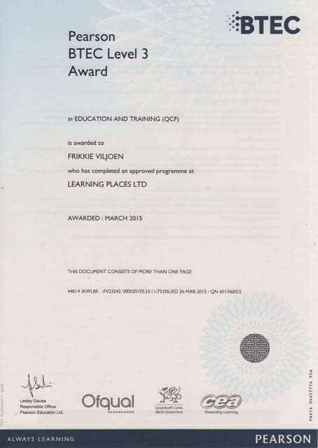 Level 3 Award in Education and Training | PDF