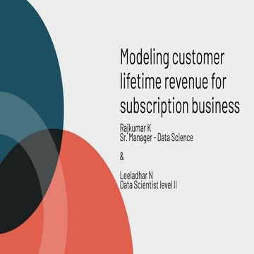 Modelling Customer Lifetime Revenue for Subscription Business | PDF