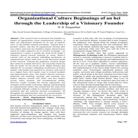 AN EVALUATION OF THE IMPACT OF LEADERSHIP AND CULTURE ON THE ...