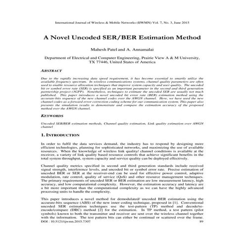 A Novel Uncoded SER/BER Estimation Method | PDF
