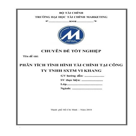 Đề tài: Phân tích tình hình tài chính của Công ty TNHH SXTM Vi Khang | DOC