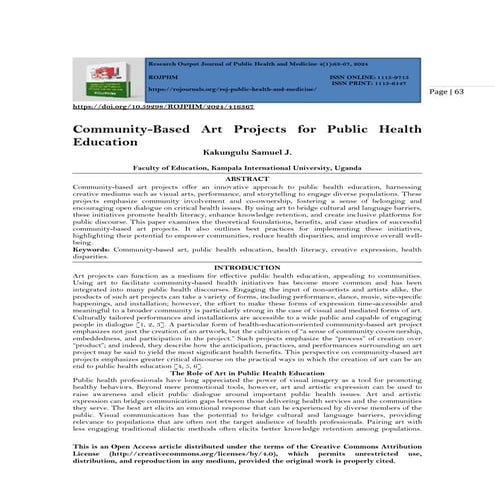Community-Based Art Projects for Public Health Education (www.kiu.ac.ug ...