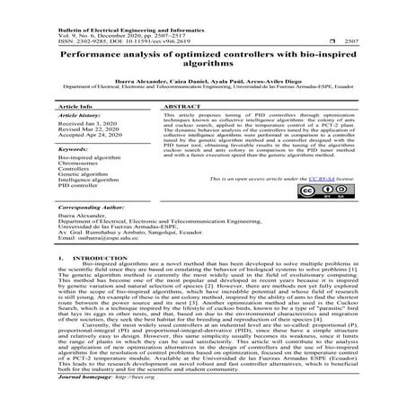 Performance analysis of optimized controllers with bio-inspired algorithms | PDF