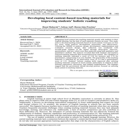 Developing local content-based teaching materials for improving ...