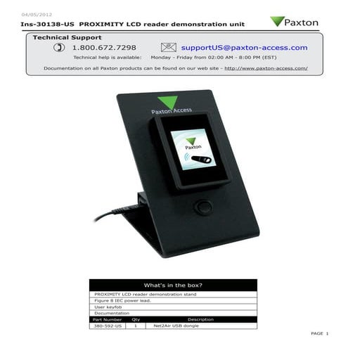 Paxton Access 380-999-US Instruction Manual | PDF