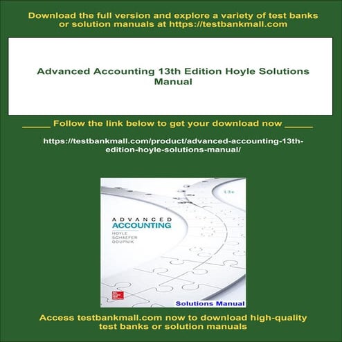 Advanced Accounting 13th Edition Hoyle Solutions Manual | PDF