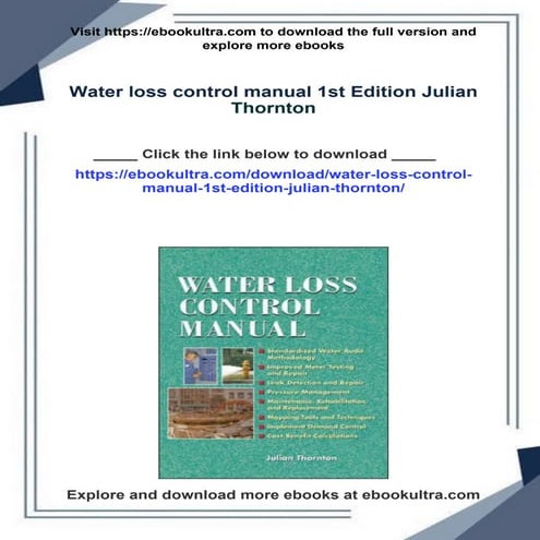 Water loss control manual 1st Edition Julian Thornton | PDF