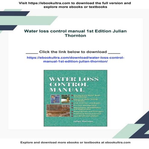 Water loss control manual 1st Edition Julian Thornton | PDF