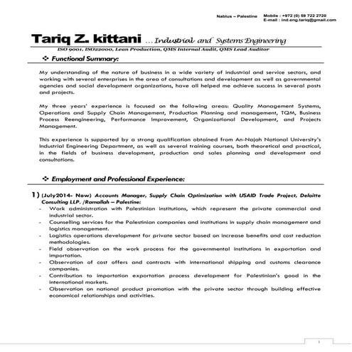 Eng. Tariq Kittani CV Dec.2014