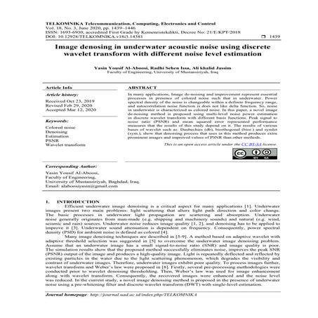 Image Denosing In Underwater Acoustic Noise Using Discrete Wavelet