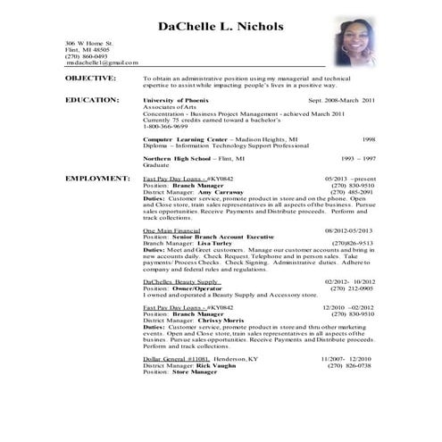 DaChelle Nichols -resume | DOCX | Sales | Business