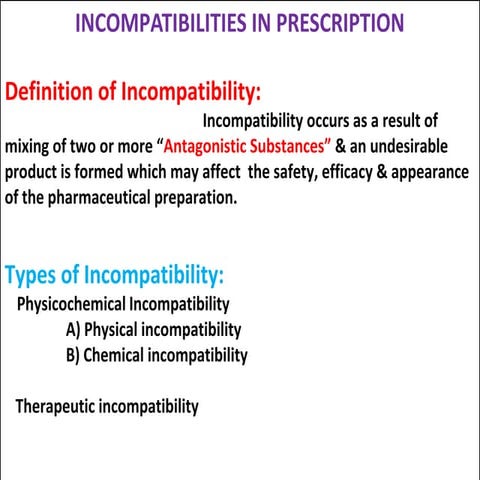 IV Drug Incompatibilities | PPTX