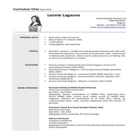 Curriculum Vitae Wendy van Dijk | PDF