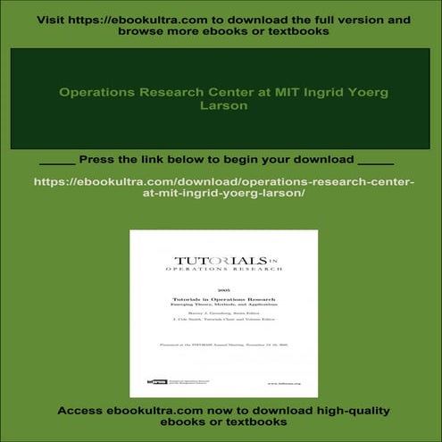 Operations Research Center at MIT Ingrid Yoerg Larson | PDF