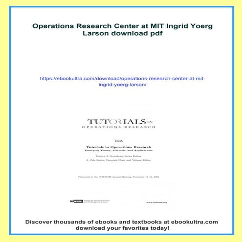 Operations Research Center at MIT Ingrid Yoerg Larson | PDF