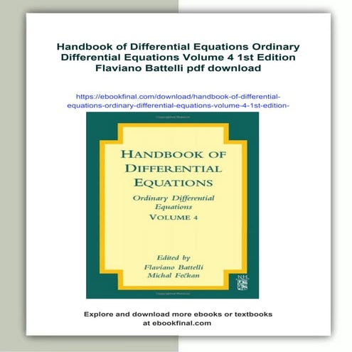 Handbook of Differential Equations Ordinary Differential Equations ...