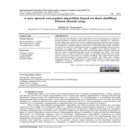 A New Speech Encryption Algorithm Based On Dual Shuffling Hénon Chaotic