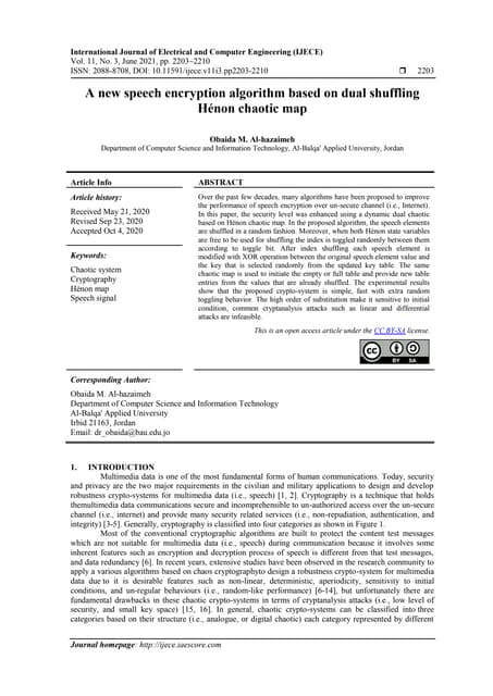 A New Speech Encryption Algorithm Based On Dual Shuffling Hénon Chaotic