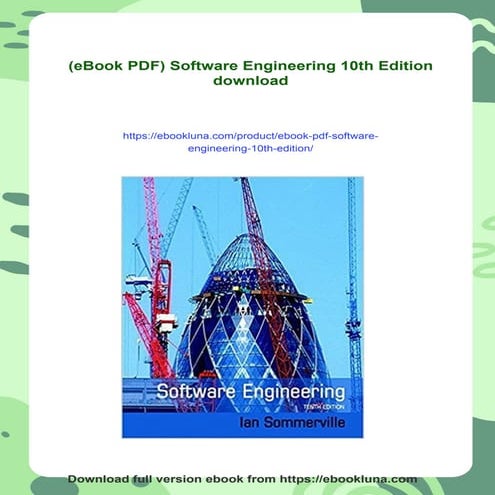 Ebook Pdf Software Engineering 10th Edition Pdf