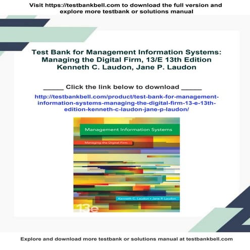 Test Bank for Management Information Systems: Managing the Digital Firm ...