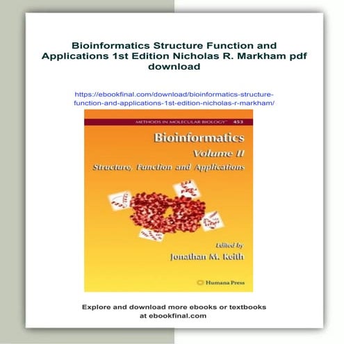 Bioinformatics Structure Function and Applications 1st Edition Nicholas R. Markham | PDF