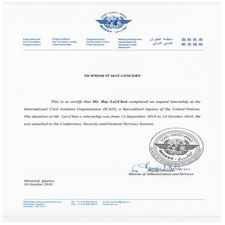 Experience Letter at ICAO | PDF