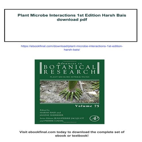 Plant Microbe Interactions 1st Edition Harsh Bais | PDF