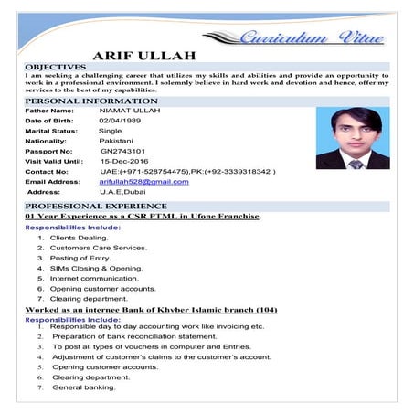 Arif ullah (CV) | PDF