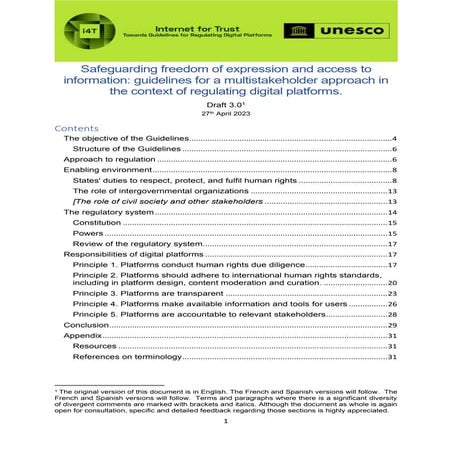 Unesco Digital Platforms Regulation Guide | PDF
