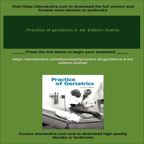 Practice of geriatrics 4. ed. Edition Duthie | PDF