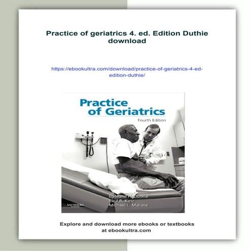 Practice of geriatrics 4. ed. Edition Duthie | PDF