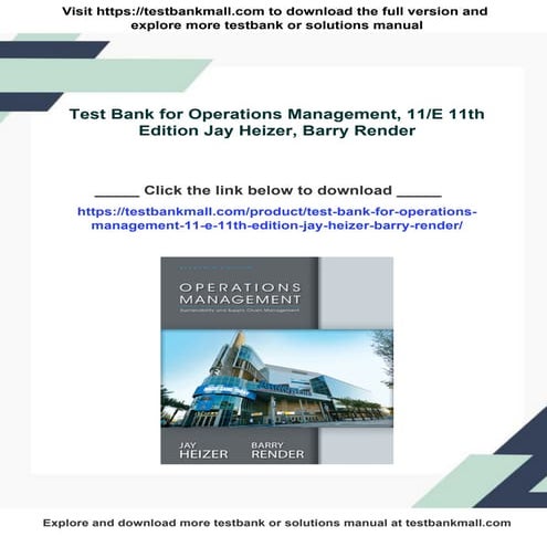 Test Bank for Operations Management, 11/E 11th Edition Jay Heizer ...